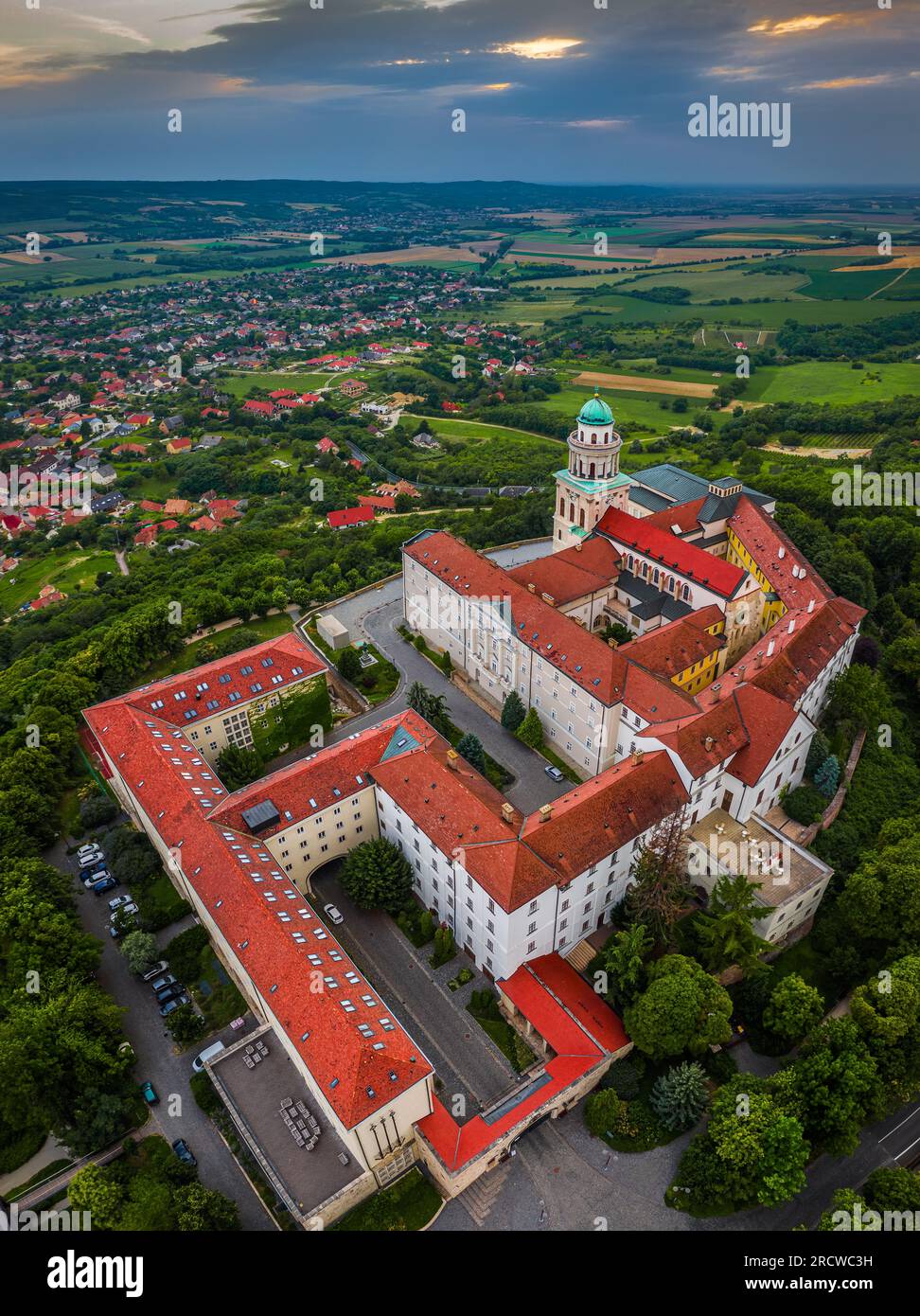 Pannonhalma, Hungary - Aerial panoramic view of the beautiful Millenary ...
