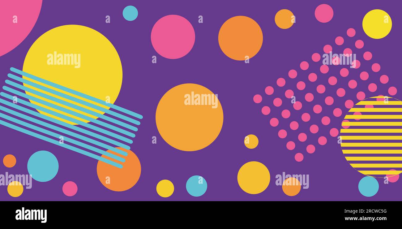 Abstract 90s styled background with copy space. Bright trendy colors ...