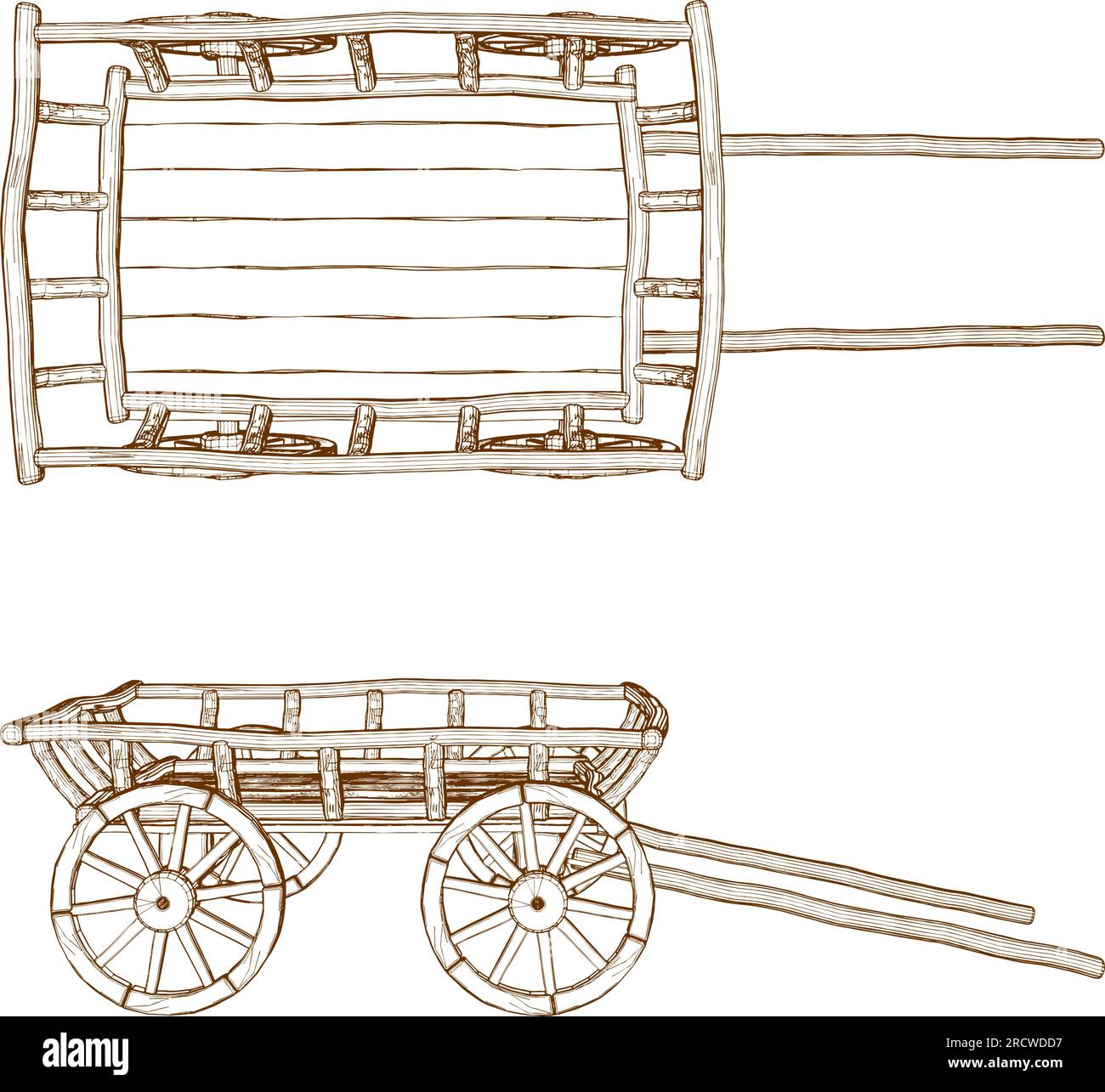 Antique Old Cart Wagon Vector. Cart Old Chariot Isolated On White ...