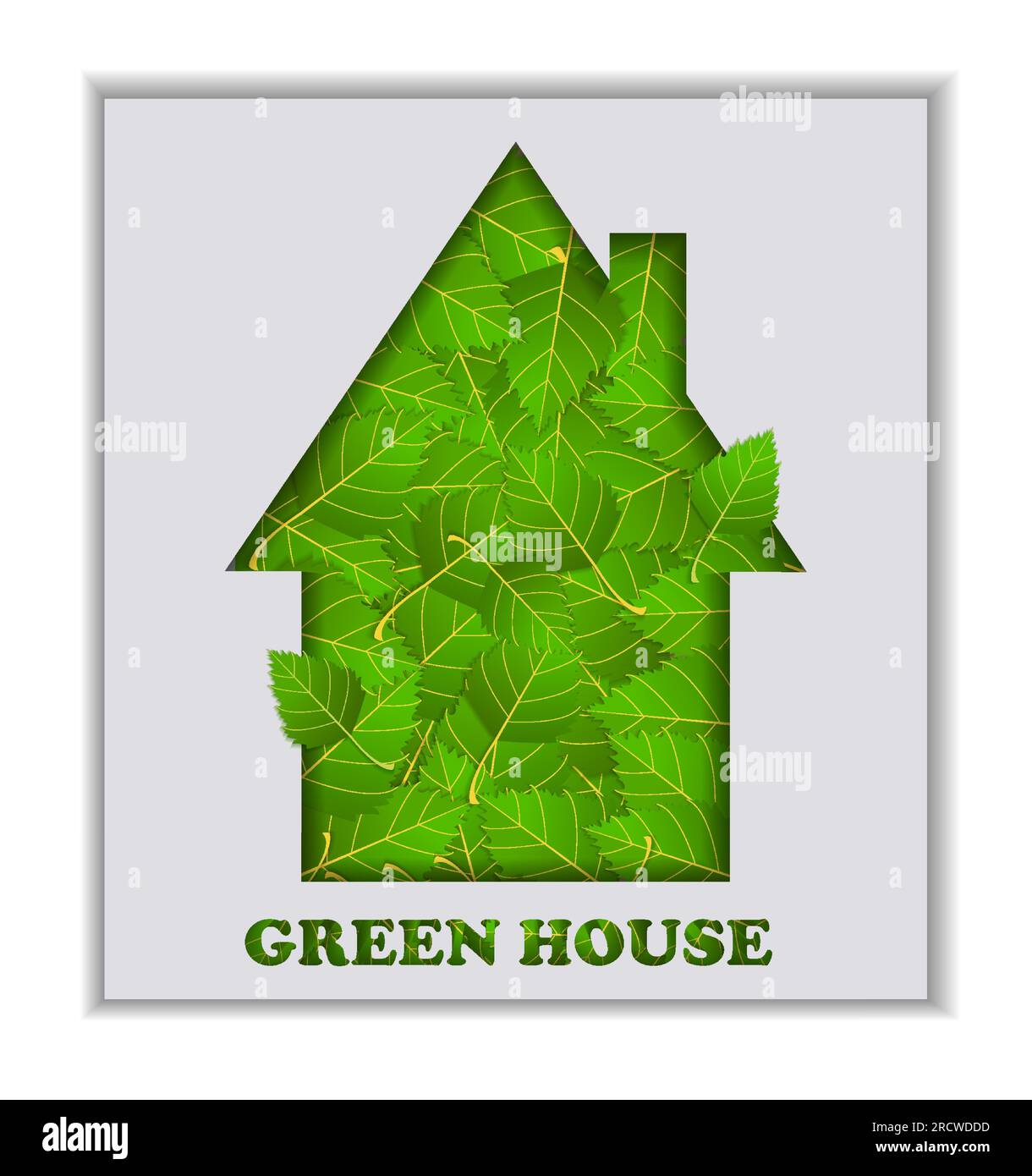 Paper cut house, green tree leaves inside, green house concept, green ...