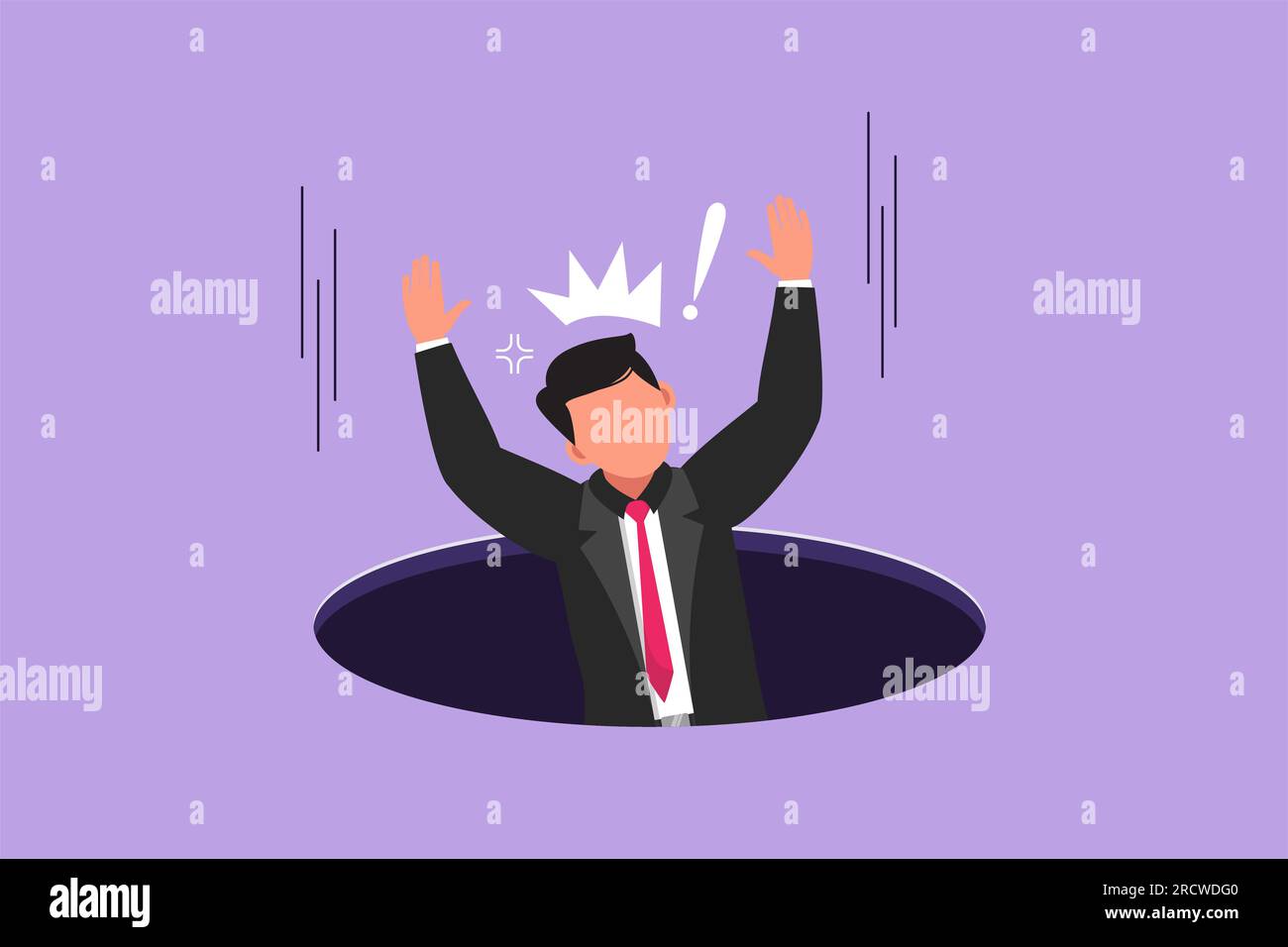 Cartoon flat style drawing businessman fell into manhole underground ...