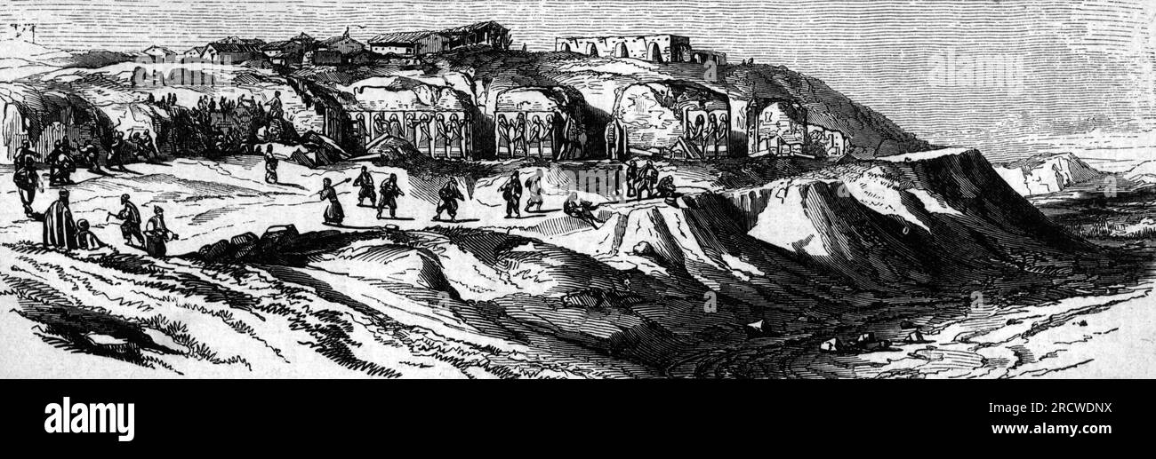geography / travel, Iraq, landscapes, ruins of Nineveh, wood engraving ...