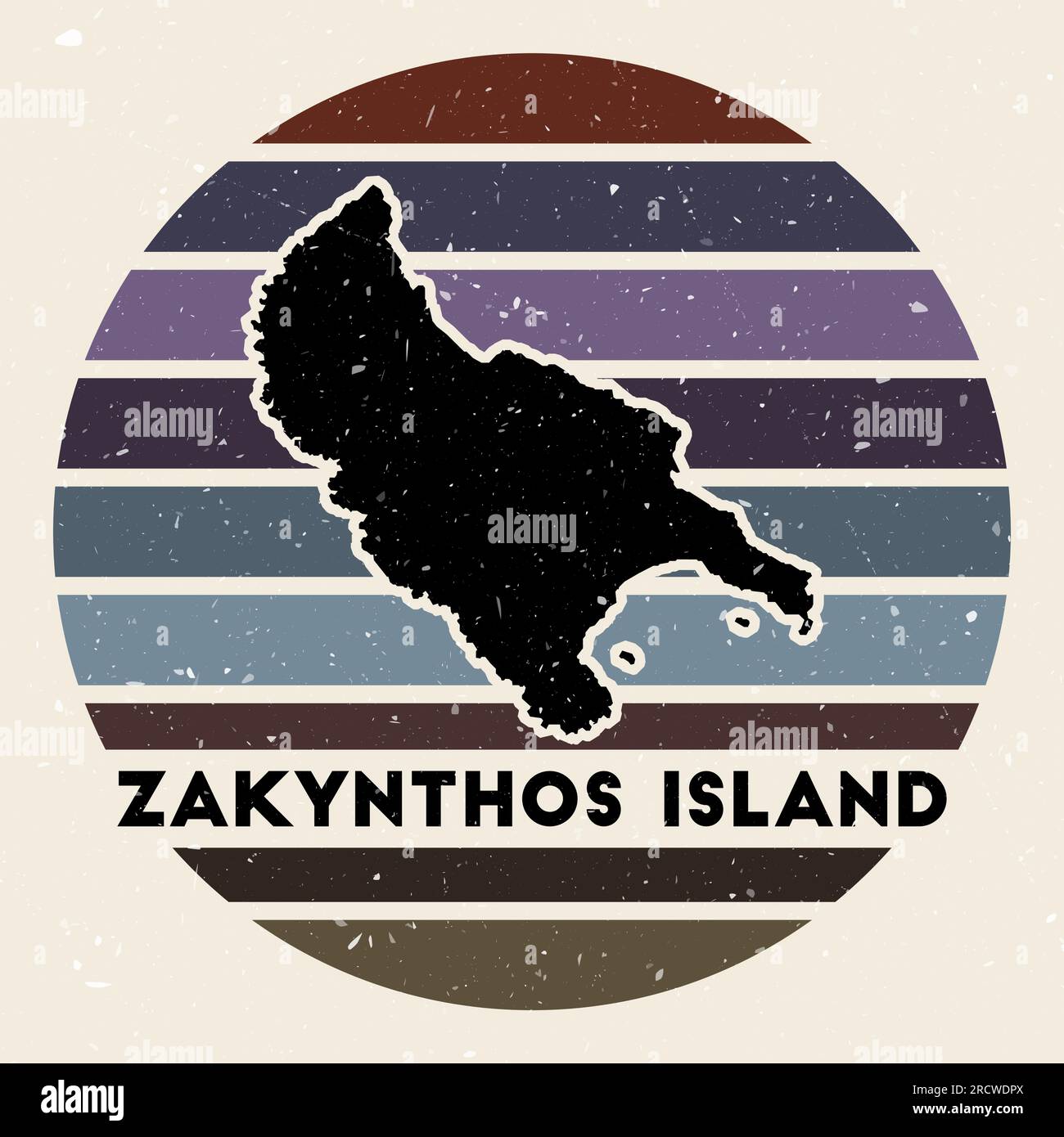 Zakynthos Island logo. Sign with the map and colored stripes, vector ...