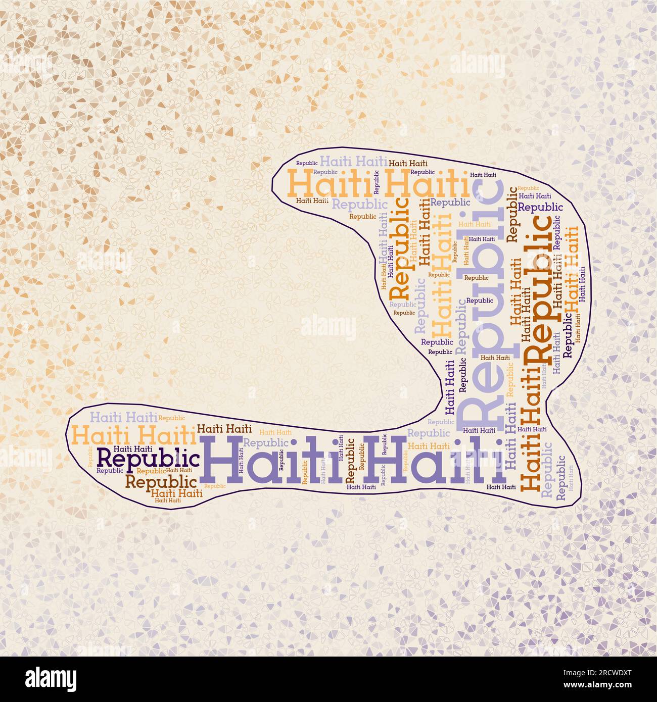 Haiti shape with country names word cloud in multiple languages. Haiti ...