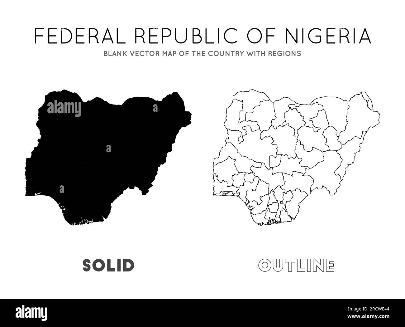 Nigeria map. Blank vector map of the country with regions. Borders of ...