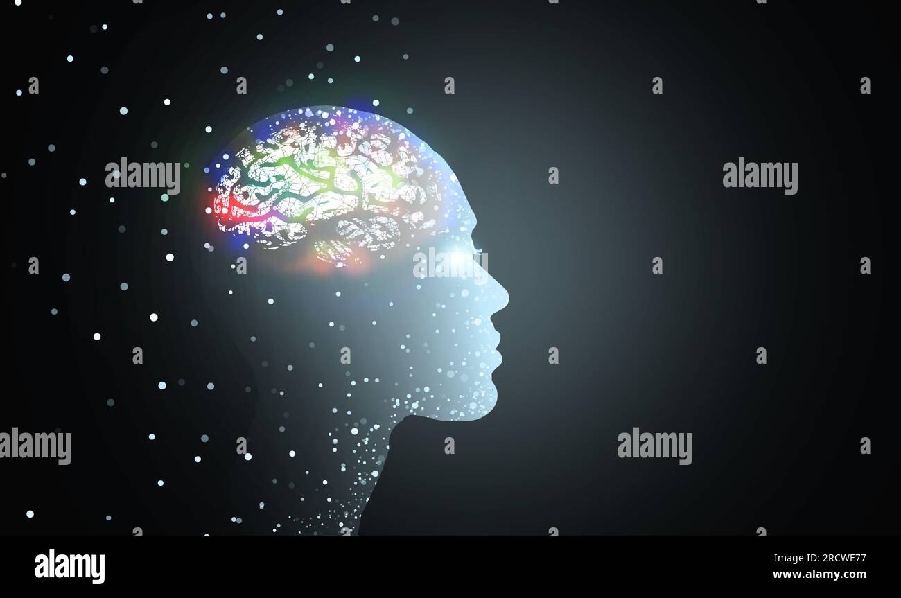 Consciousness, awareness, and mindfulness background. AI, artificial ...