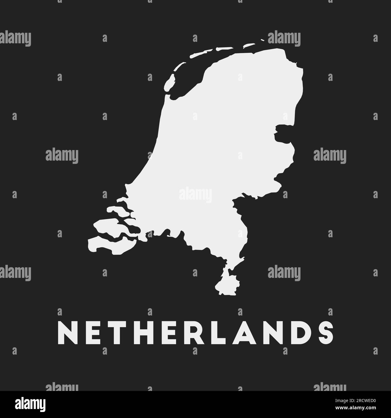 Netherlands icon. Country map on dark background. Stylish Netherlands map with country name ...