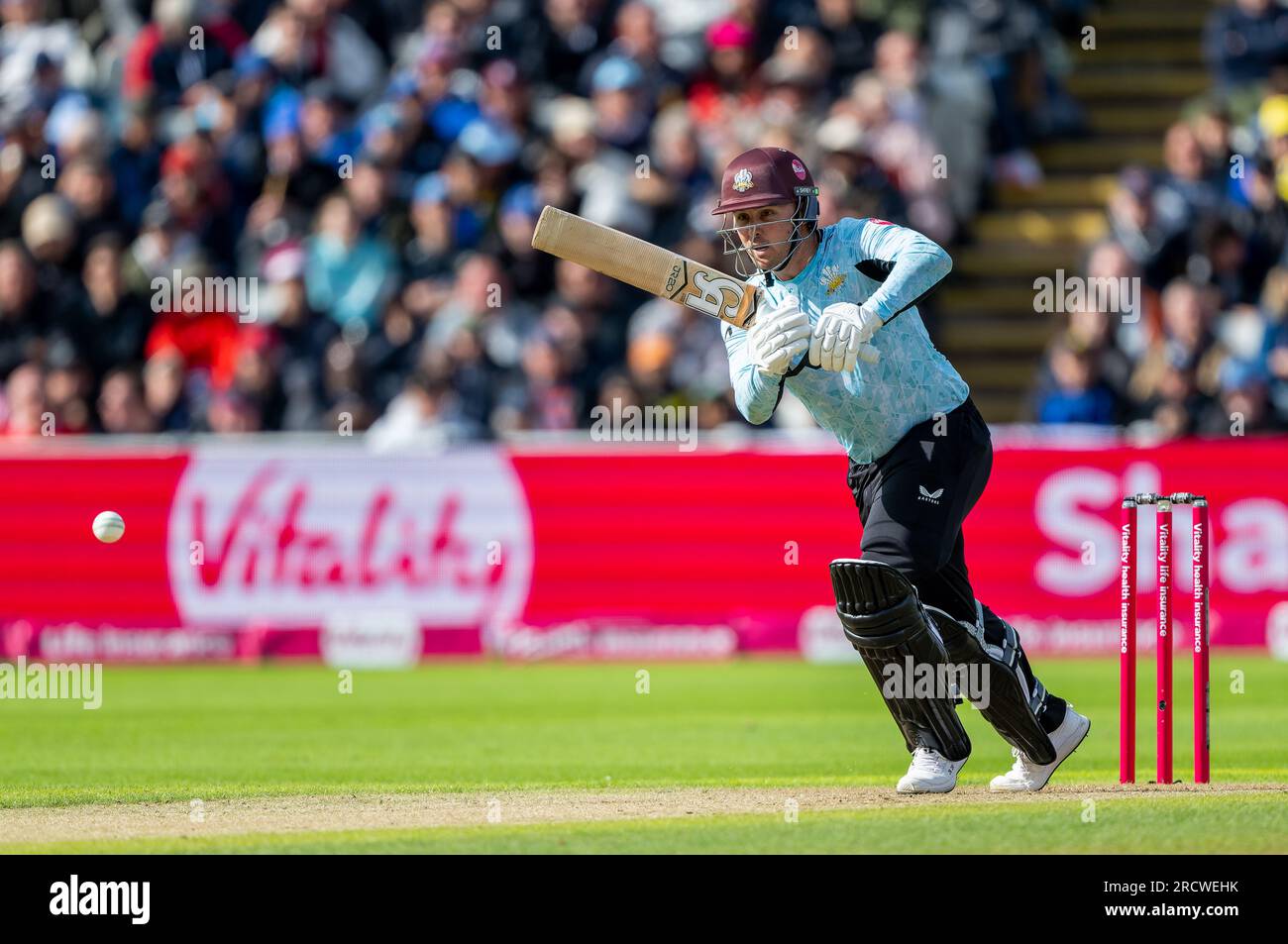 Jason Roy batting for Surrey in the semi final of the Vitality Blast ...