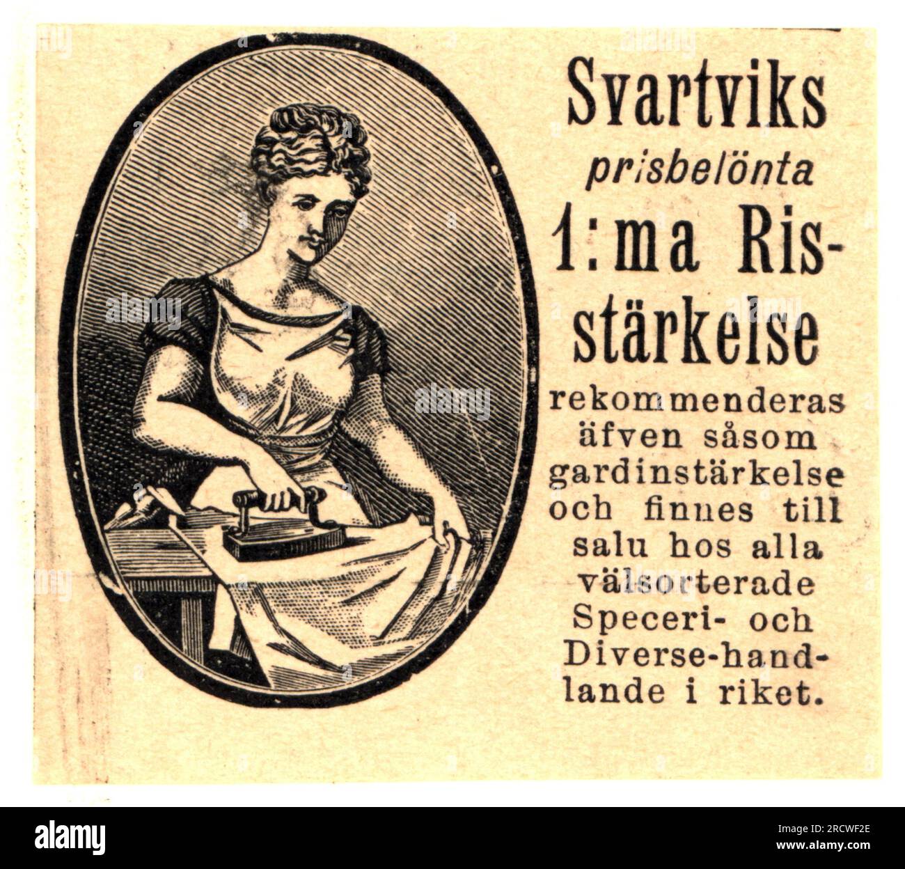 advertising, homewares, Svartviks rice starch, advert, Sweden, 1892 ...