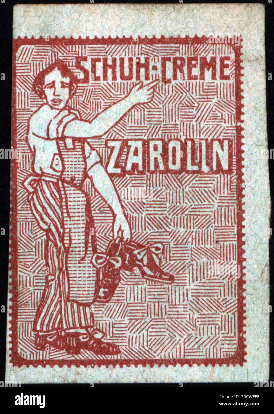 advertising, boot polish, Zarolin, poster stamp, circa 1910, ADDITIONAL ...