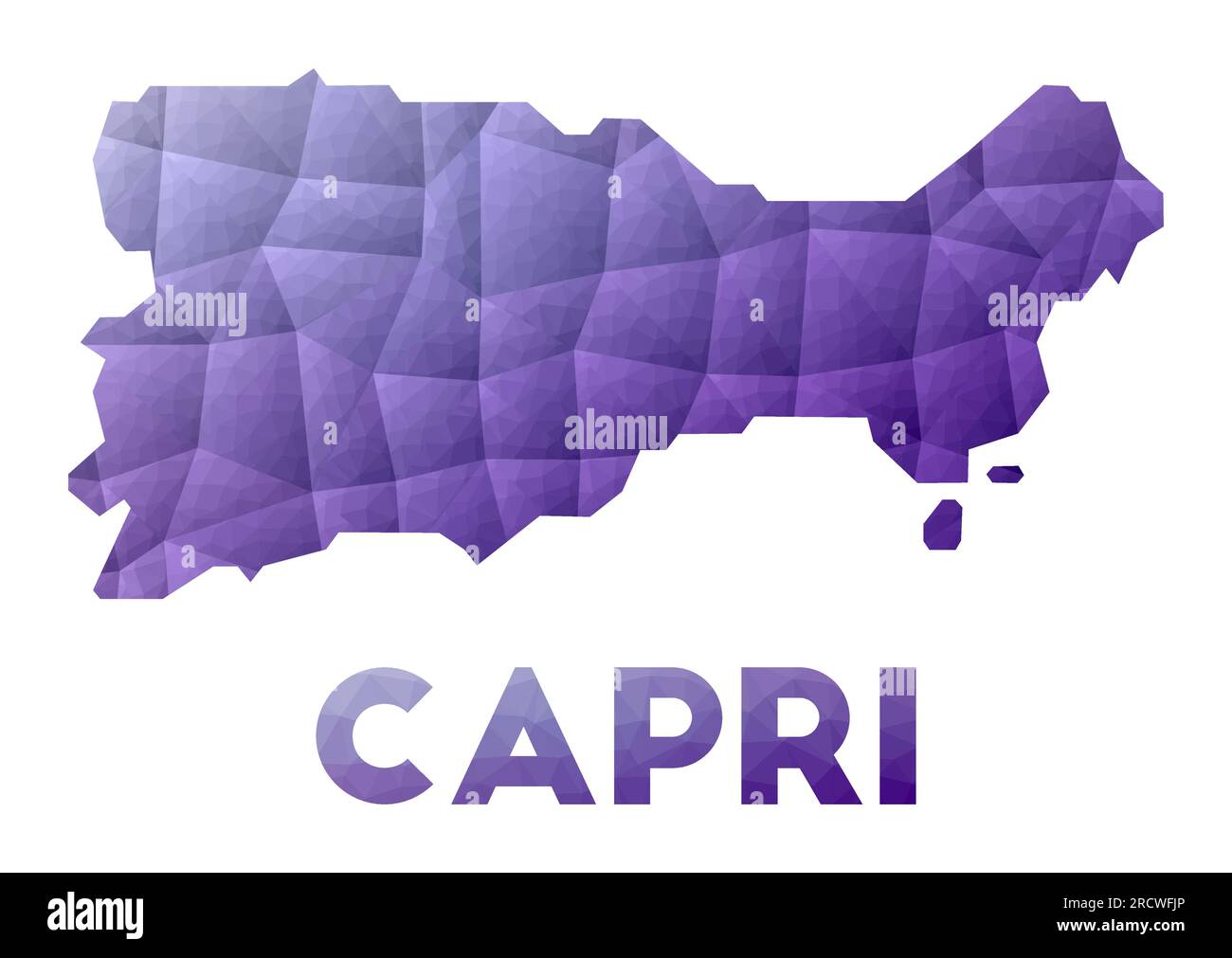Map of Capri. Low poly illustration of the island. Purple geometric ...