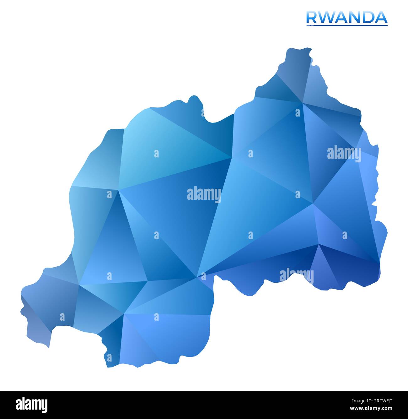 Vector polygonal Rwanda map. Vibrant geometric country in low poly style. Captivating ...