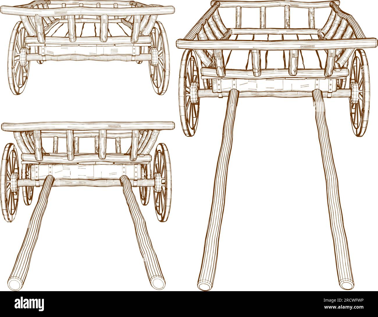 Antique Old Cart Wagon Vector. Cart Old Chariot Isolated On White ...