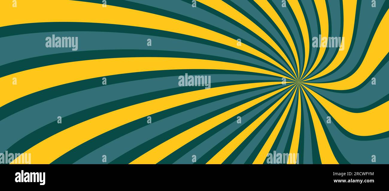 Spinning radial lines background. Yellow green curved sunburst ...