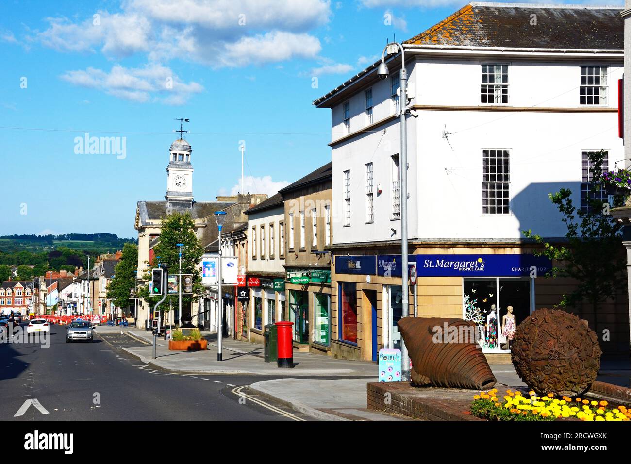 Boulder statues by Neville Cable views along Fore Street toward the ...
