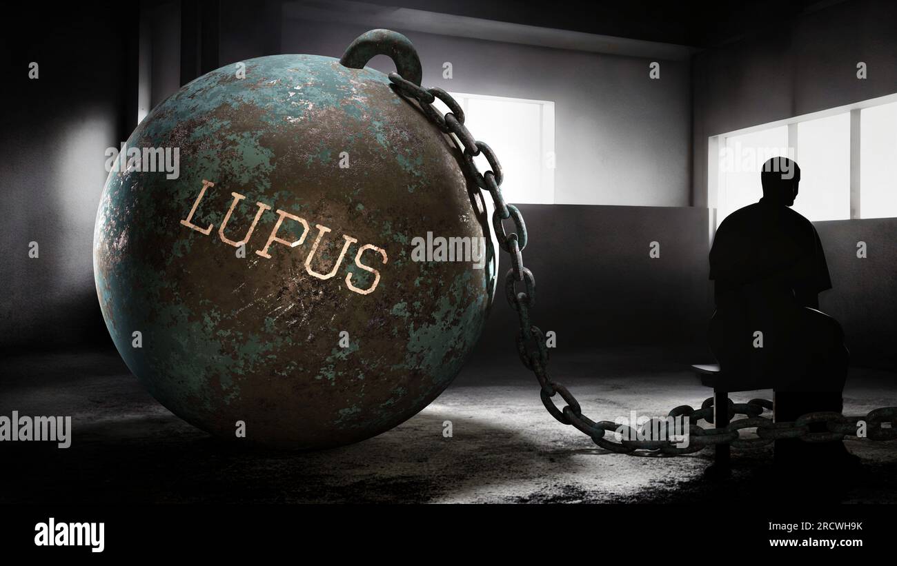 Lupus and intimate, silent and lonely suffering human soul. Person ...