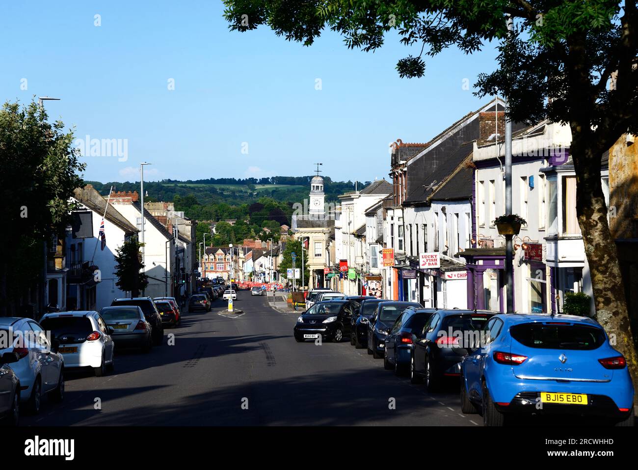View of Fore Street and High Street shops and Guildhall, Chard ...