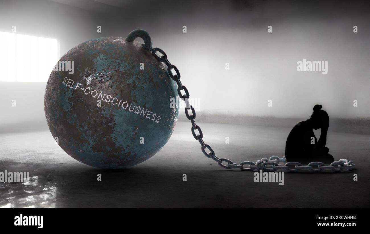 Self consciousness against a woman. Trapped in a hate prison, chained ...
