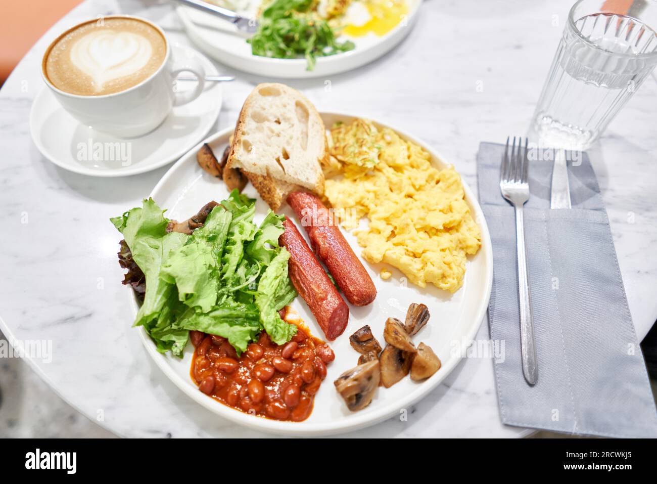 Continental breakfast. Modern Full English Breakfast with scrambled ...