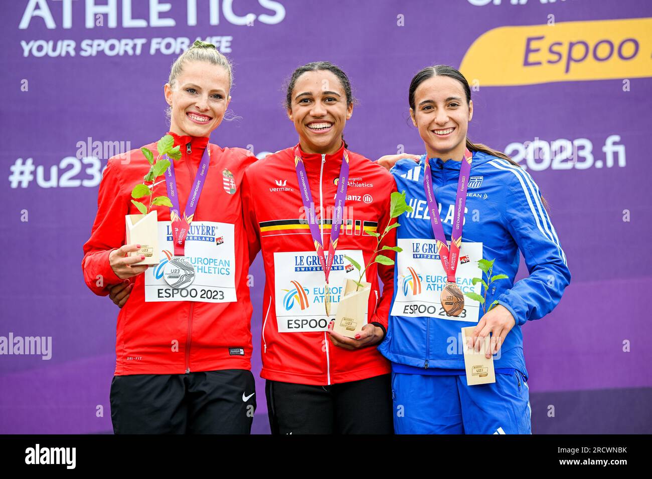 Espoo, Finland. 16th July, 2023. Silver medal winner Hungarian Boglarka ...