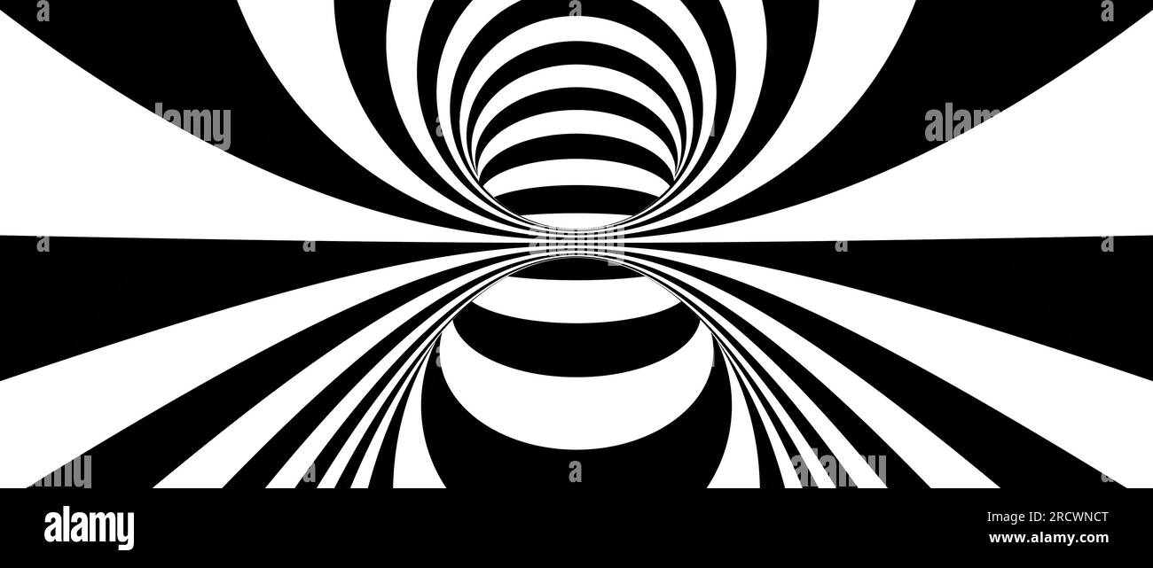 Abstract hypnotic distorted lines background. Black and white optical ...