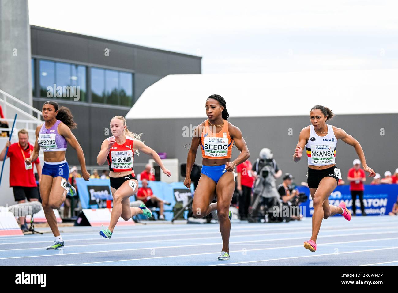 Belgian Delphine Nkansa (R) pictured in action during the 100m race, at ...