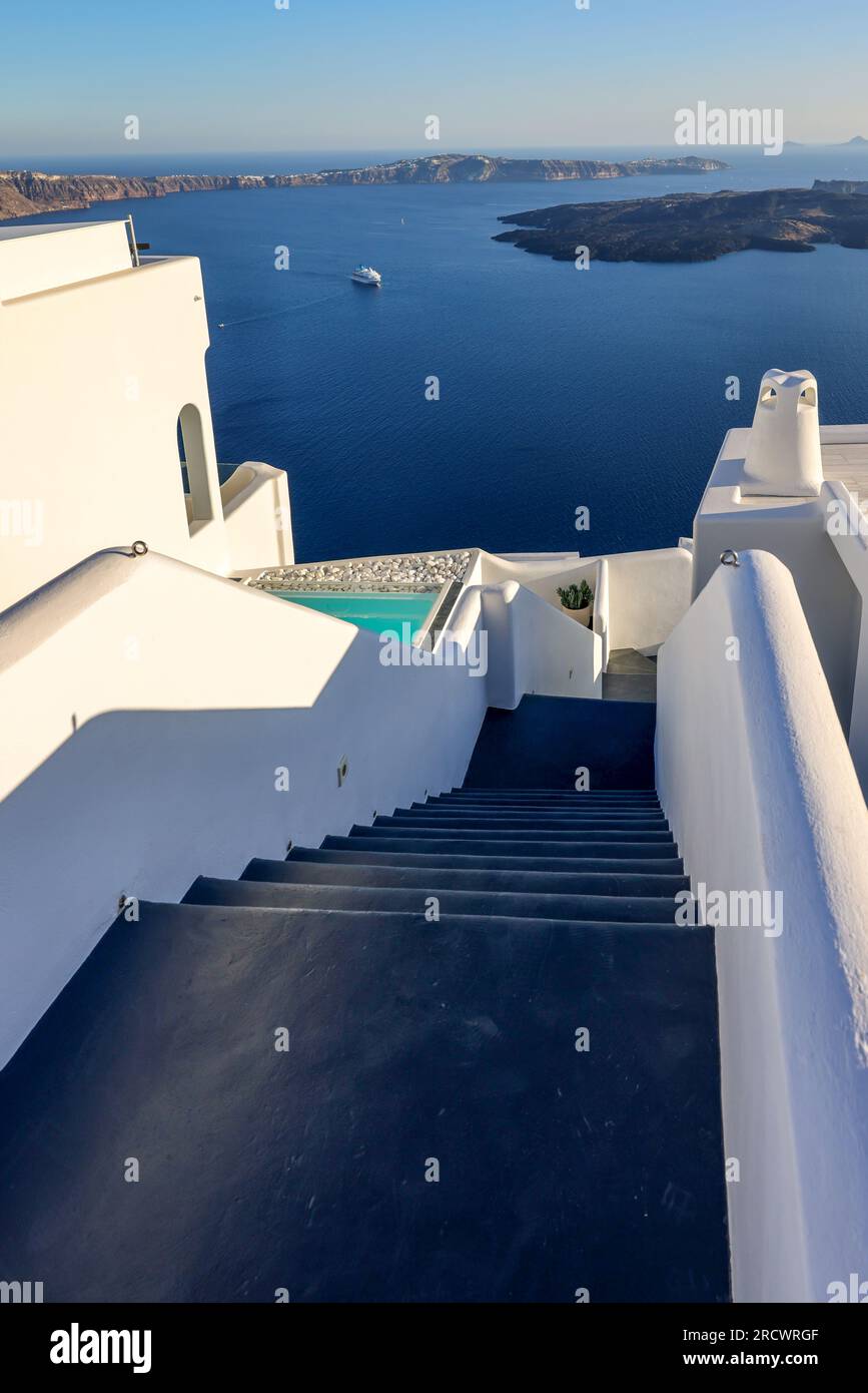 Narrow stone steps, a traditional piece of architecture on the island ...