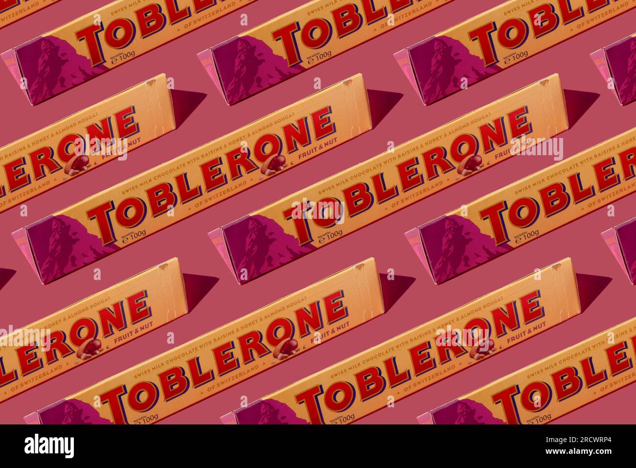 Toblerone pattern. Swiss chocolate with raising almond nougat. New ...