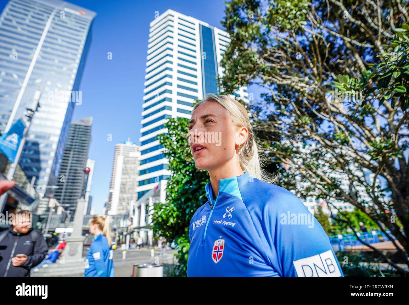 Auckland, New Zealand 20230717.Norway's Anja Soenstevold during a press ...