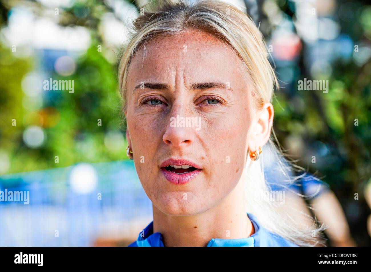 Auckland, New Zealand 20230717.Norway's Anja Soenstevold during a press ...