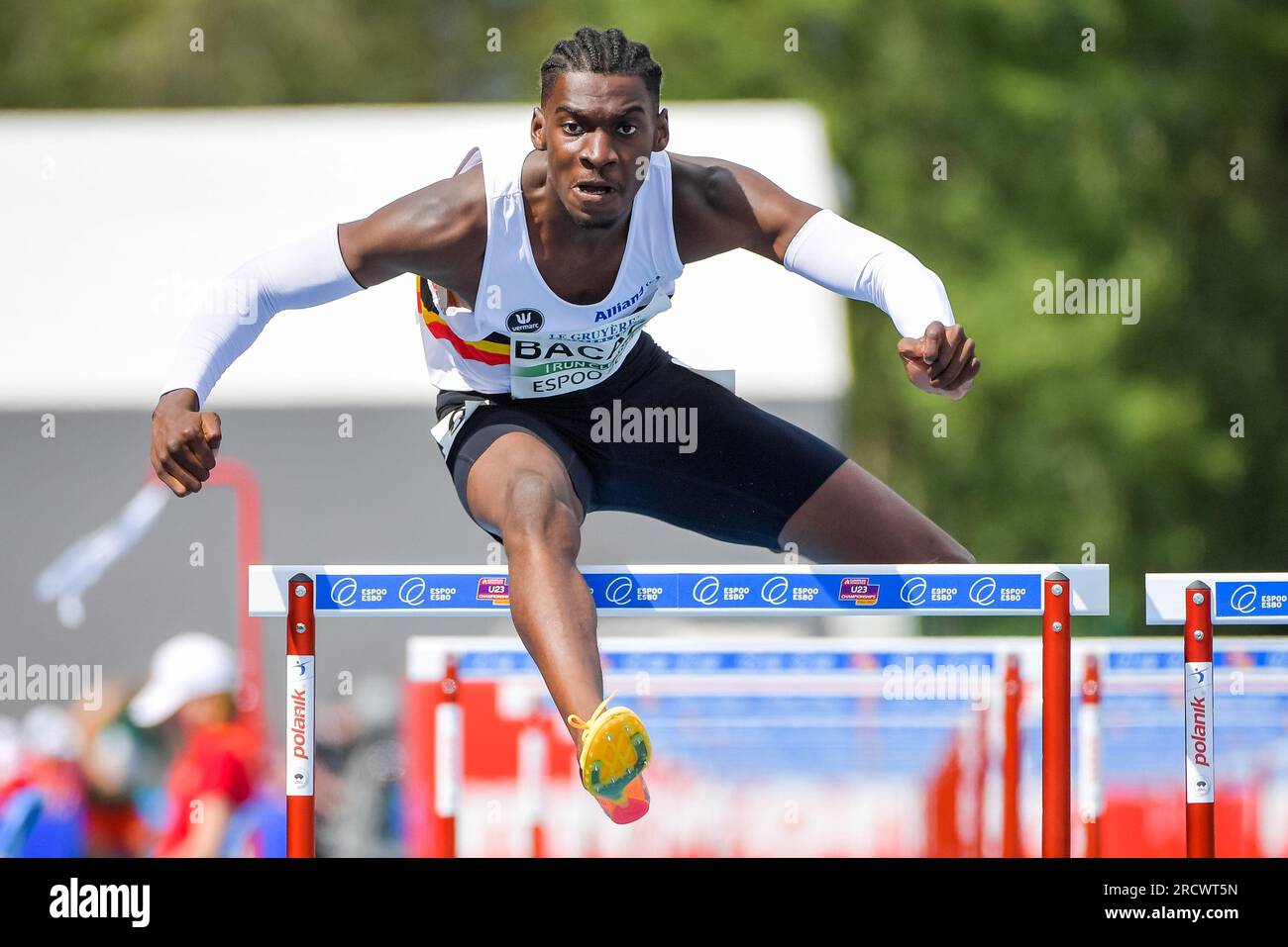 Belgian Elie Bacari pictured in action during the 110m hurdles race, at ...