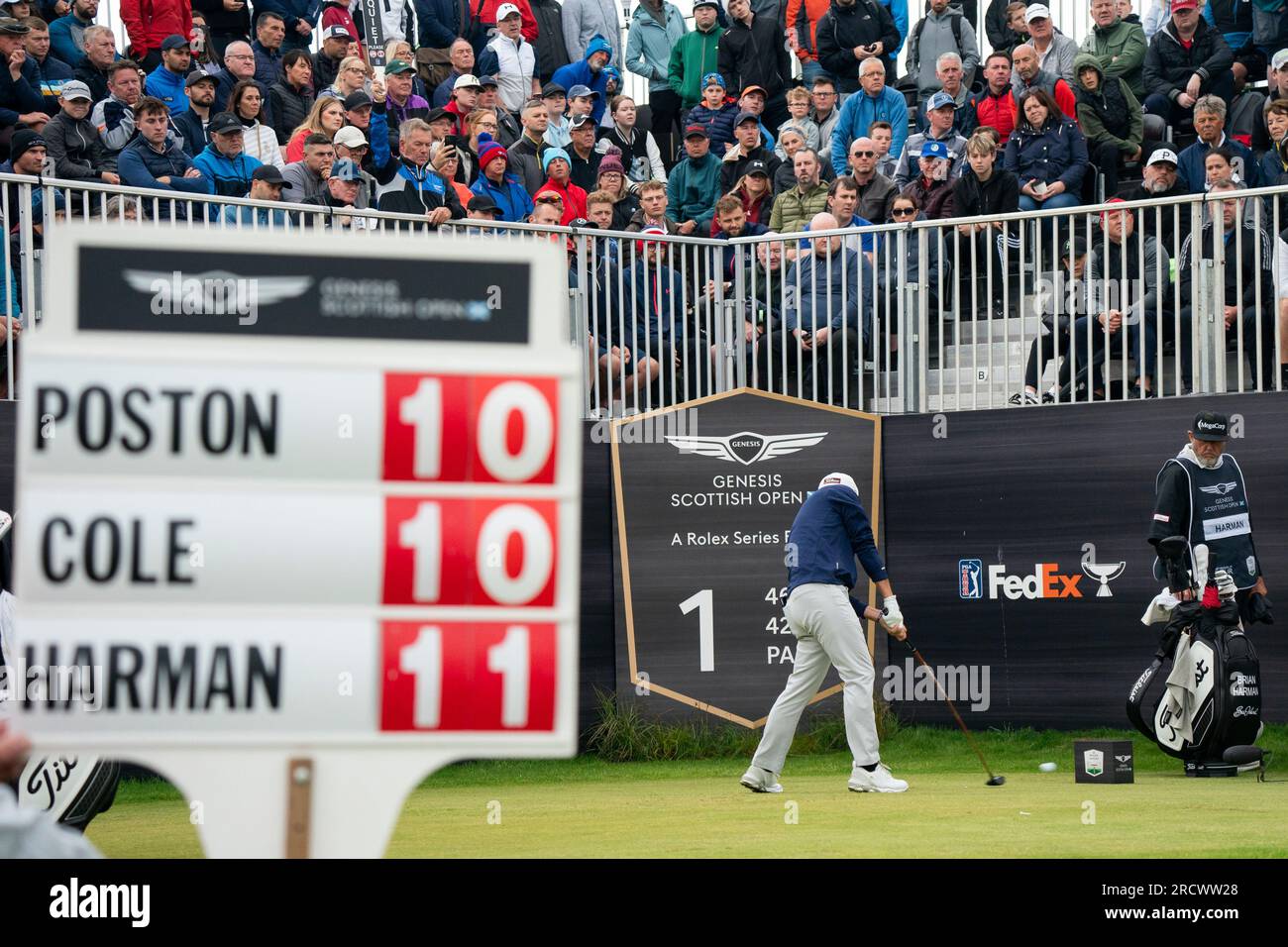 Brian Harman tees off at first hole at Genesis Scottish Open 2023 at ...