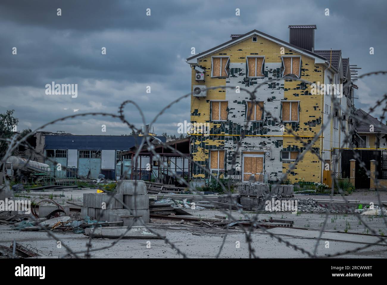 The buildings were badly damaged by the bombardments during the battle ...