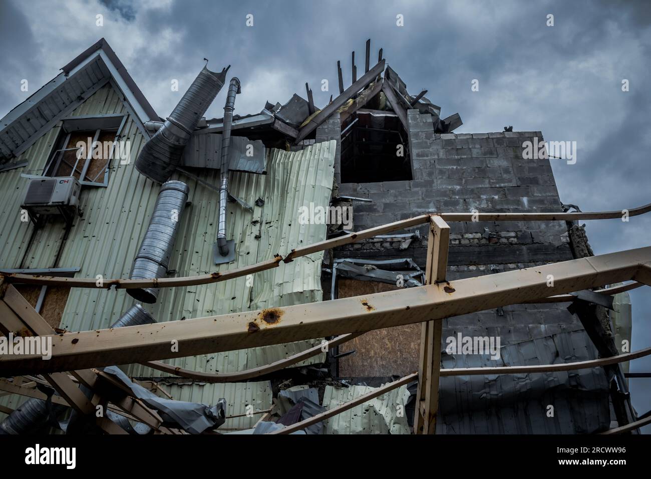 The buildings were badly damaged by the bombardments during the battle ...