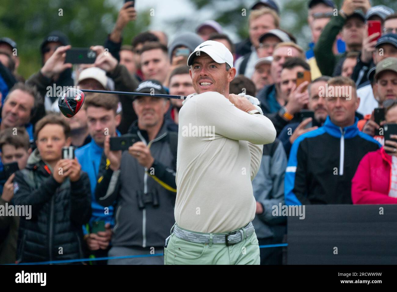 Rory McIlroy tees off at the 2nd hole during Genesis Scottish open 2023 at the Renaissance Club ...