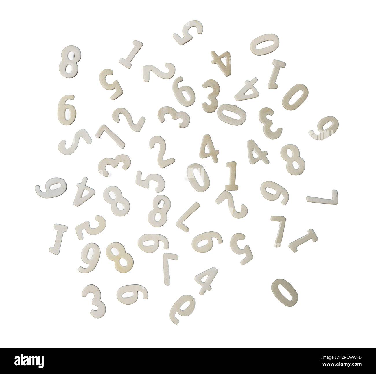some wooden numbers scattered on a transparent background Stock Photo ...