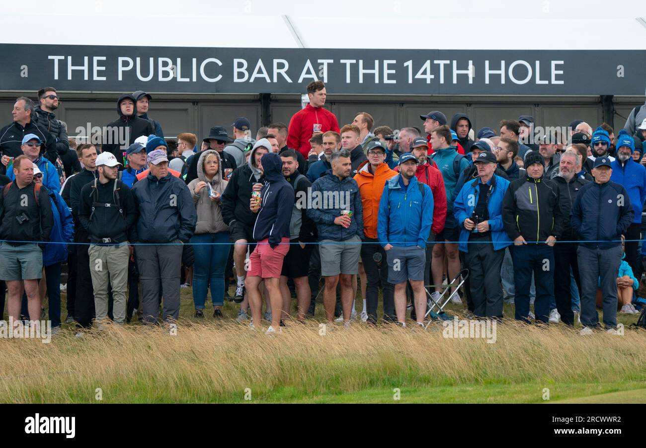Spectators beside public bar at 14th green during Genesis Scottish Open ...
