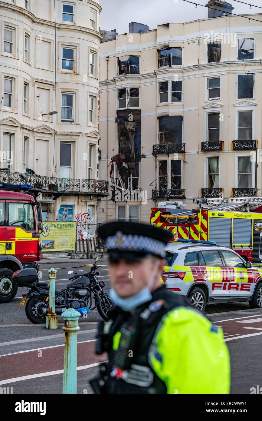 The Albion Hotel Brighton is destroyed as fire sweeps through the hotel ...