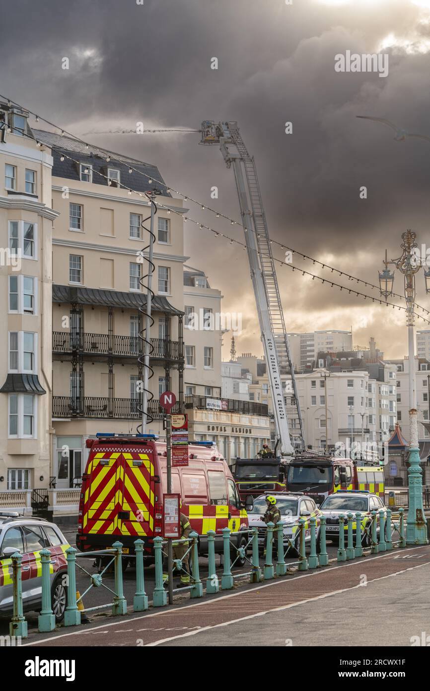 The Albion Hotel Brighton is destroyed as fire sweeps through the hotel ...