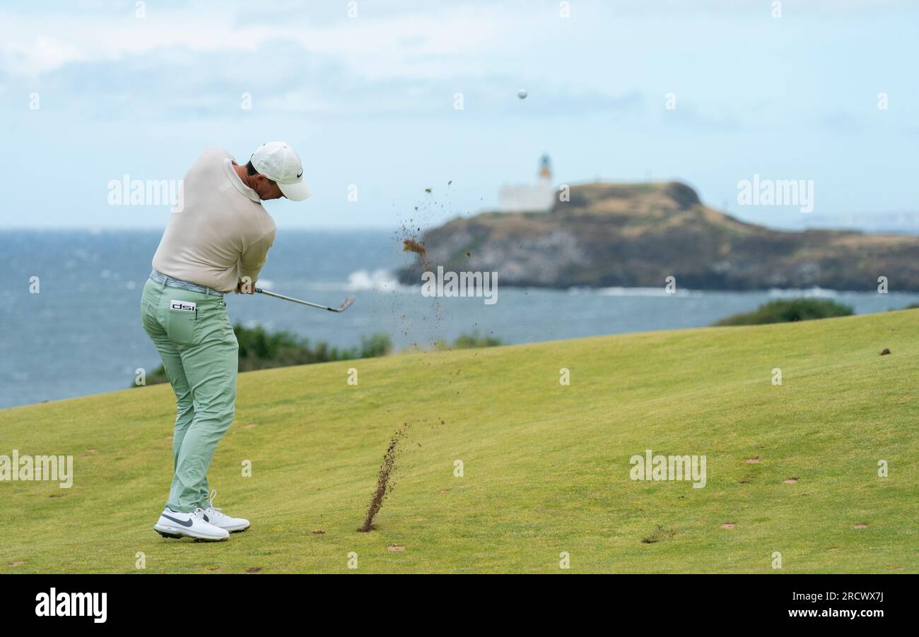 Rory McIlroy plays approach shot at the 13th hole during Genesis ...