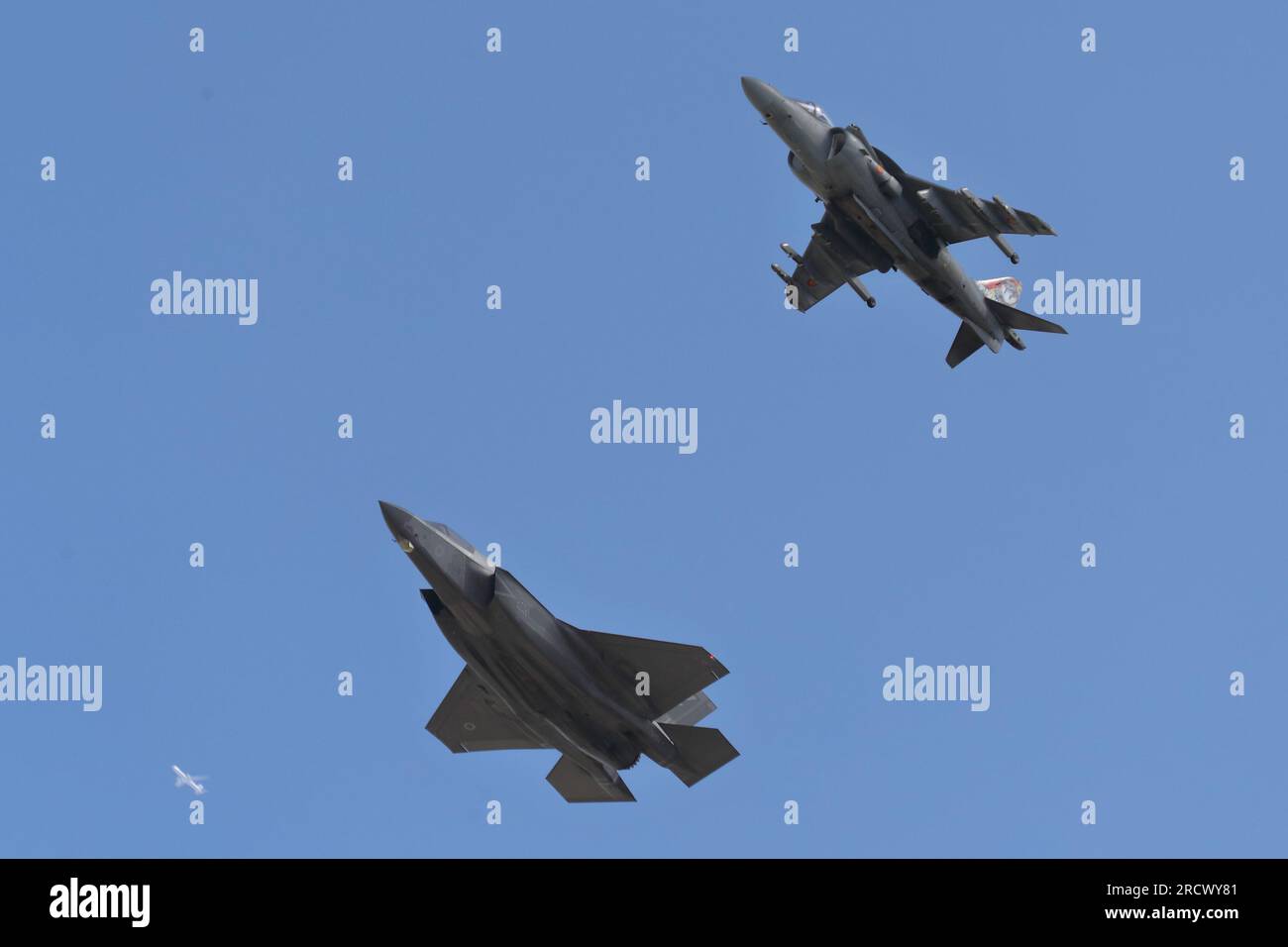 British Lockheed Martin F-35B and Spanish McDonnell Douglas Harrier ...