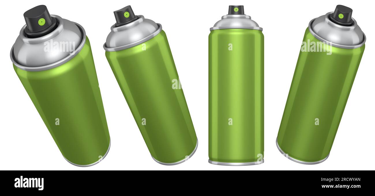 Set of cans of spray paint isolated on white background. 3d render ...