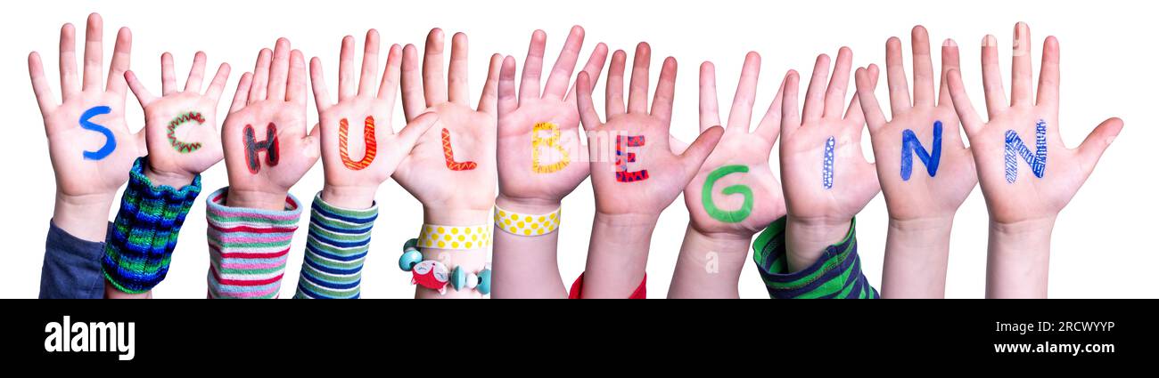 Children Hands Building Colorful German Word Schulbeginn Means First ...