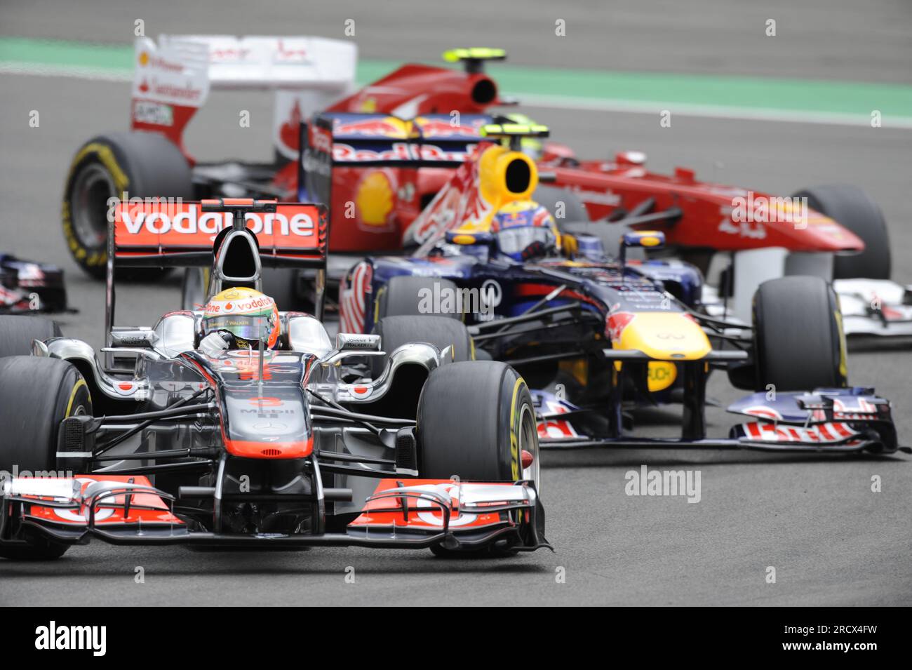 Lewis Hamilton ( Mercedes ) Mark Webber ( Red Bull Racing ) Aktion ...