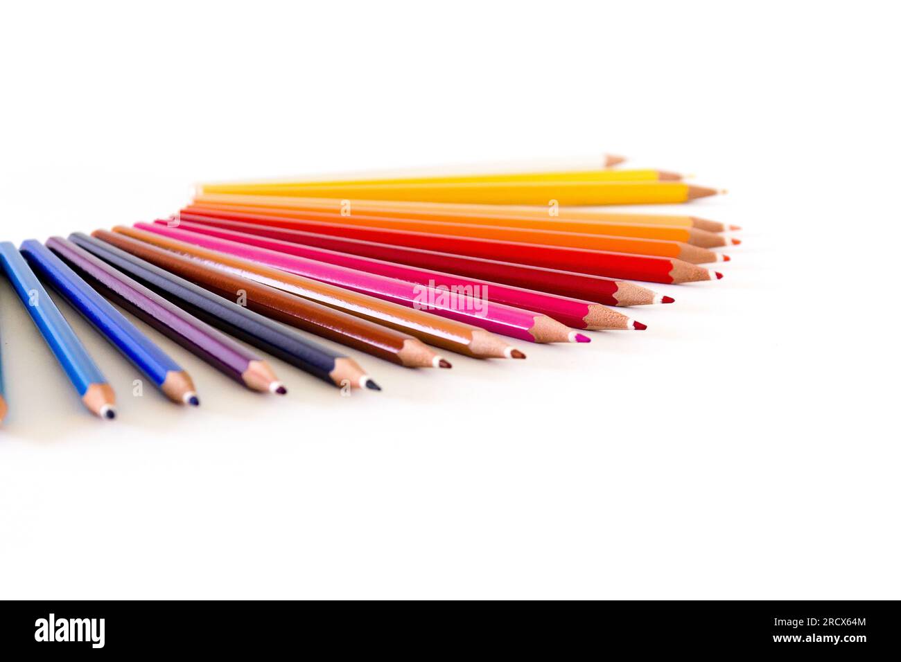 Multicolored pencils, Color pencil with white background. Copy space ...