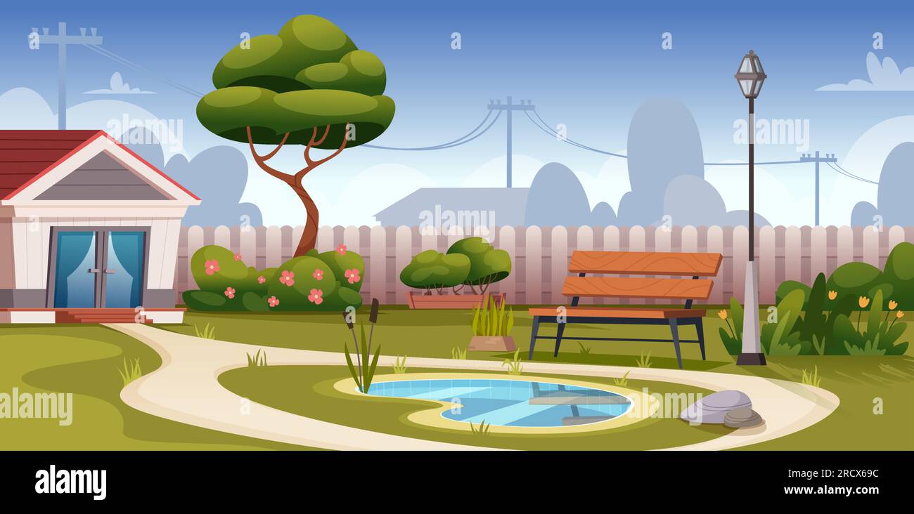 Terrace. Background home outdoor landscape with relax barbeque place in ...