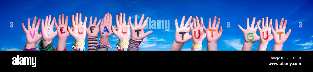 Children Hands Building Colorful German Word Vielfalt Tut Gut Means ...