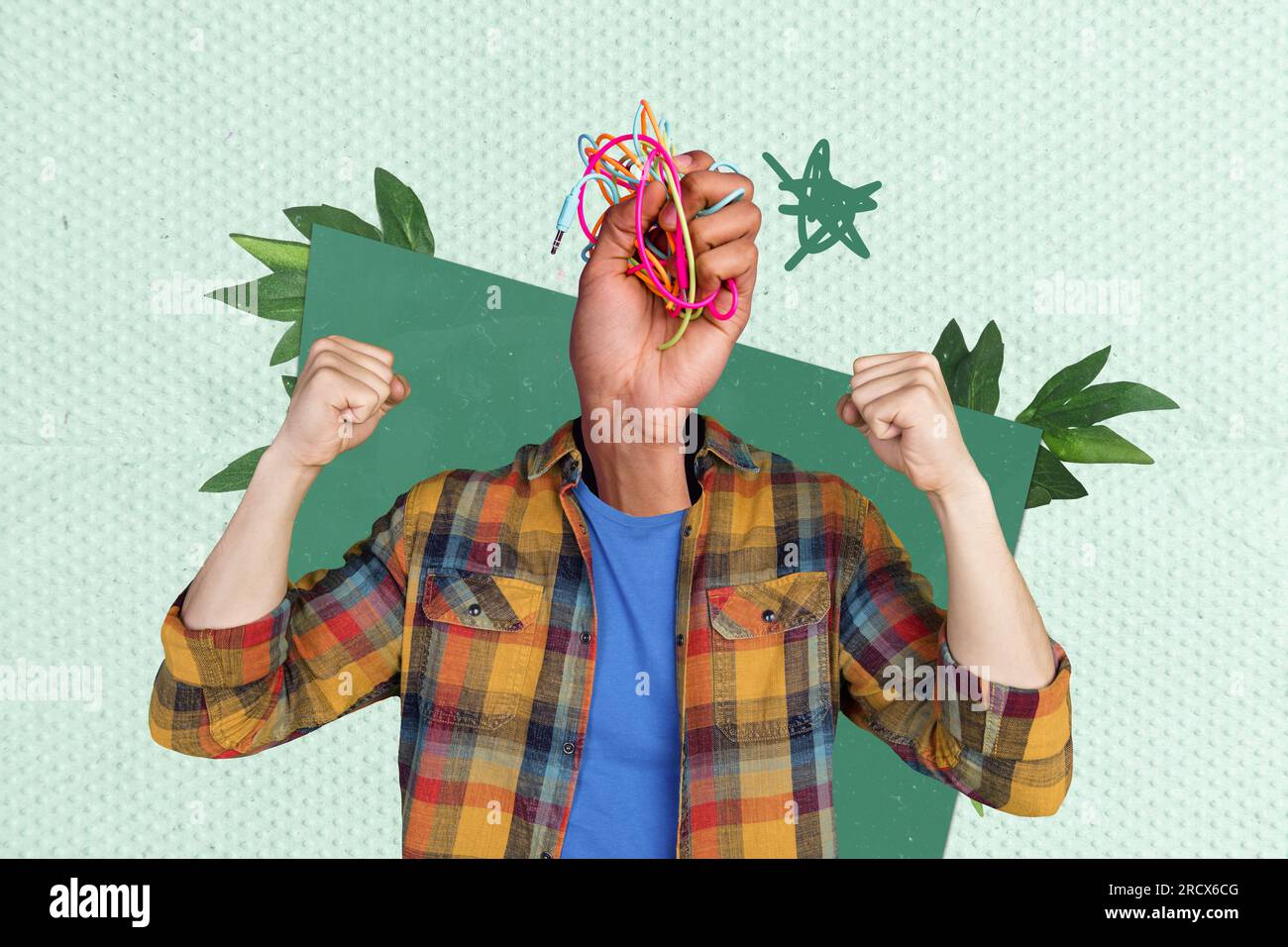 Collage photo of confusion complicated caricature surreal faceless ...