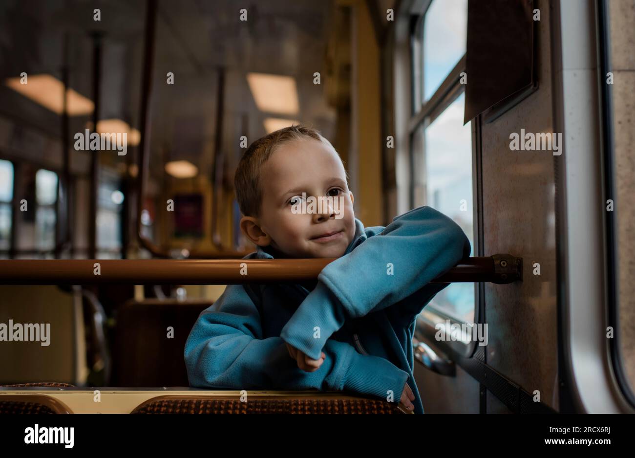 Boy sat on train hi-res stock photography and images - Alamy