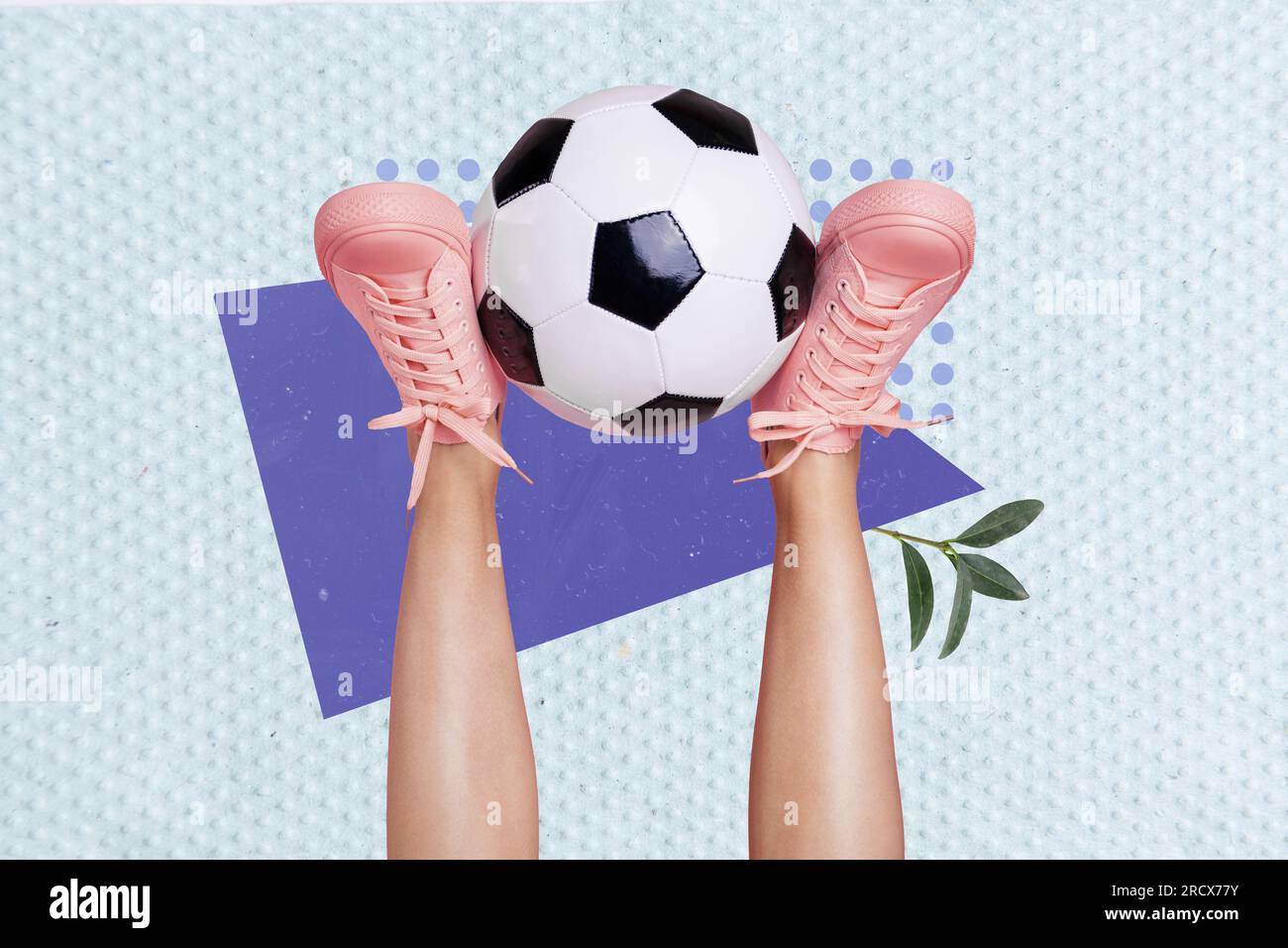 Photo collage illustration of sportive legs foots holding show skill ...